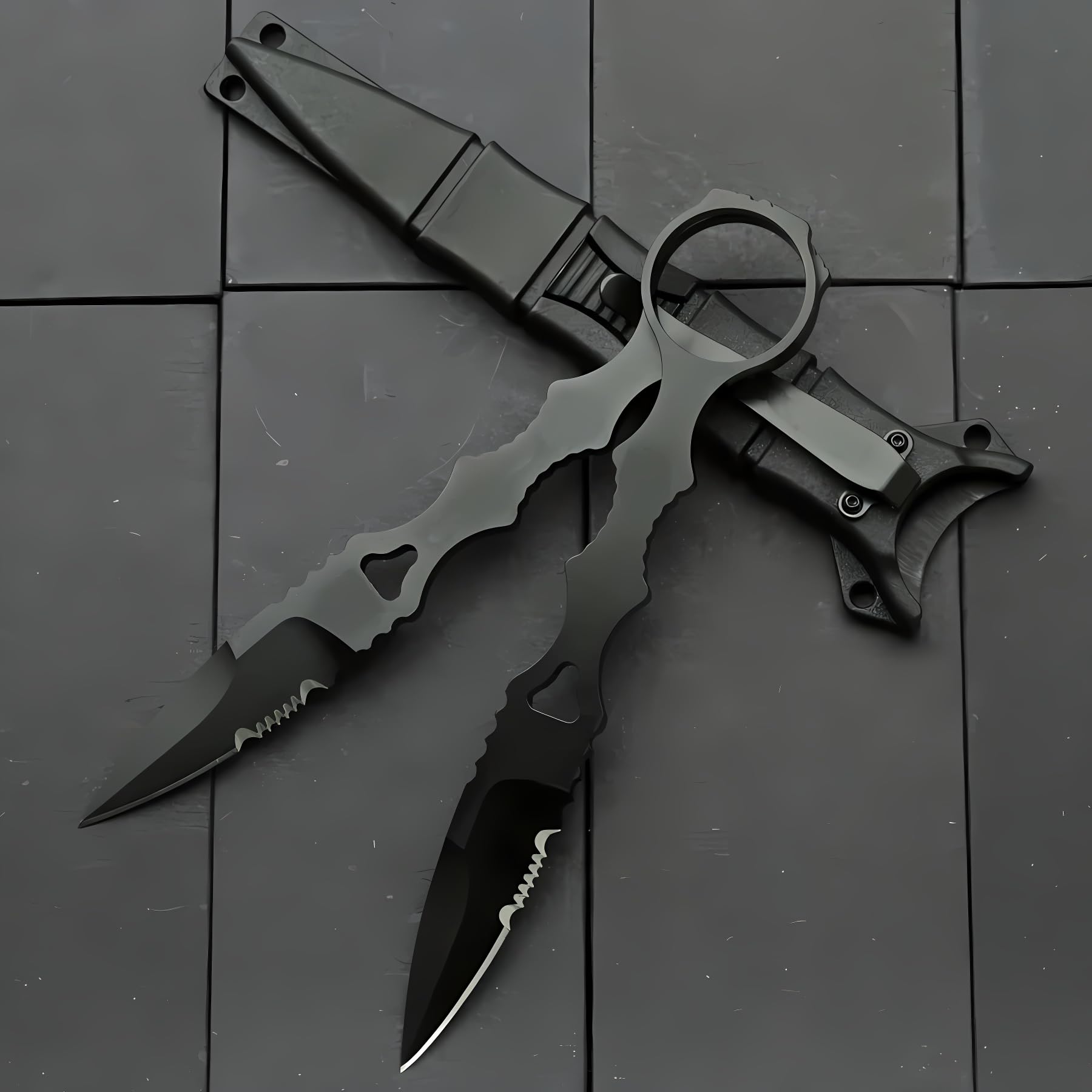 Portable Knife 6.7 Inch 440C Fixed Blade Outdoor Camping Portable Straight Knife With Kydex Sheath The Knife Comes In Black And White (Black)