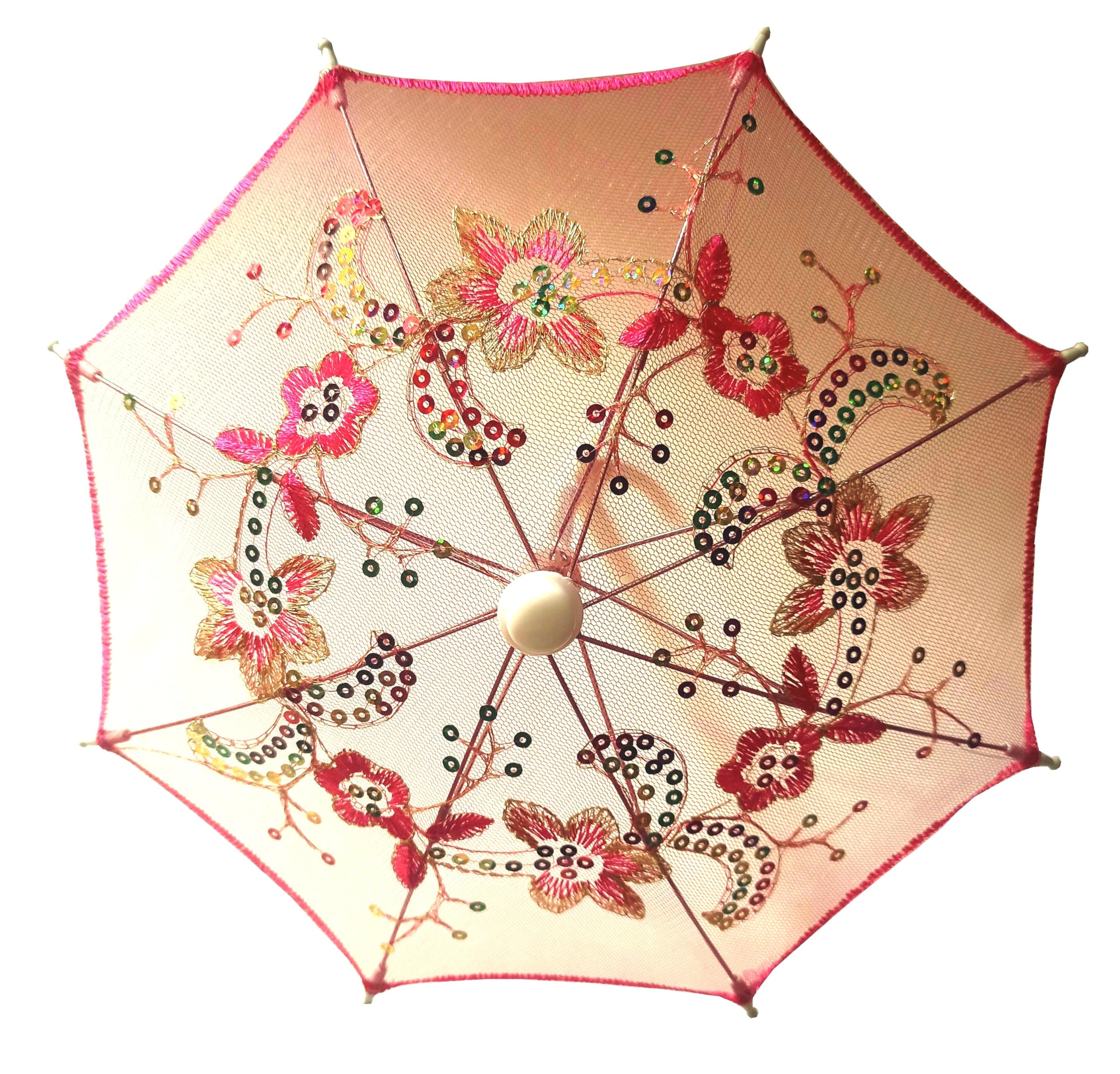 Handmade Umbrella Chhatra For Religious Sculpture/Bal Krishna/Ganesha/Laddu Gopal Idol Red 3AU15