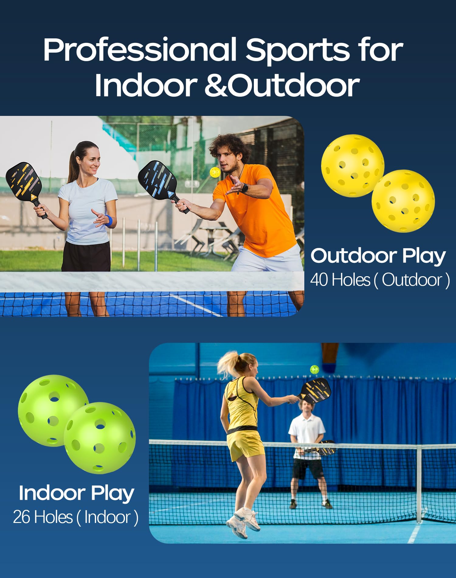 Muitcdo Pickleball Paddles Set of 4, USAPA Approved Pickleball Set with 4 Balls and 1 Carry Bag 4 Replacement Grips, Light Pickleball Rackets for Beginners and Intermediates Racquet for Men Wowen