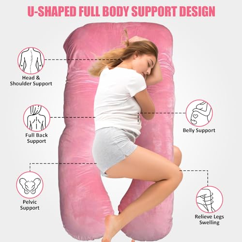 IRIE FOR ME Ultimate Comfort U Shaped Body Pillow - Pregnancy Pillows, Maternity Pillow & Pregnancy Must-Haves for Belly Support Adults & Pregnant Women (Pink)