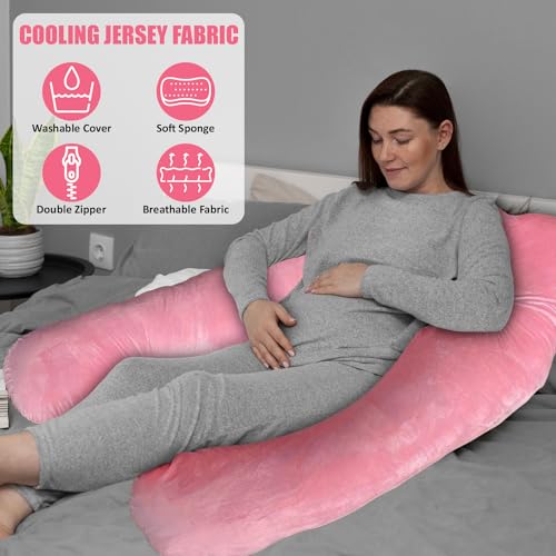 IRIE FOR ME Ultimate Comfort U Shaped Body Pillow - Pregnancy Pillows, Maternity Pillow & Pregnancy Must-Haves for Belly Support Adults & Pregnant Women (Pink)