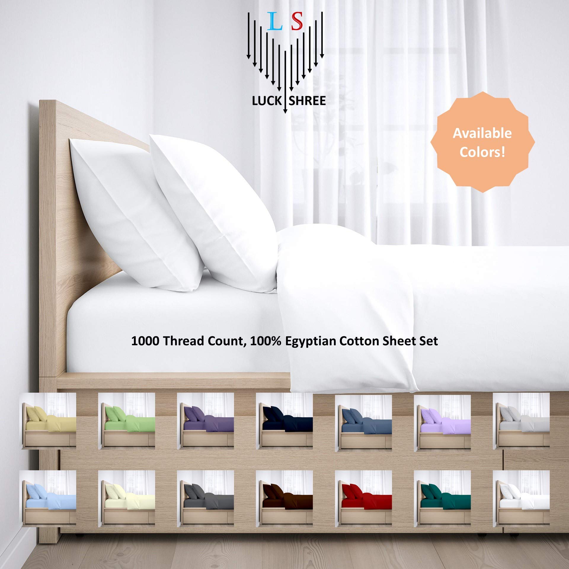 21" Extra DEEP Pockets 1000-Thread-Count, 100% Egyptian Cotton, 6-PC Sheet Set |1 Fitted, 1 Flat, 4 Pillowcases| 1000TC Soft Long Staple Cotton - Twin Size, Light Blue Color
