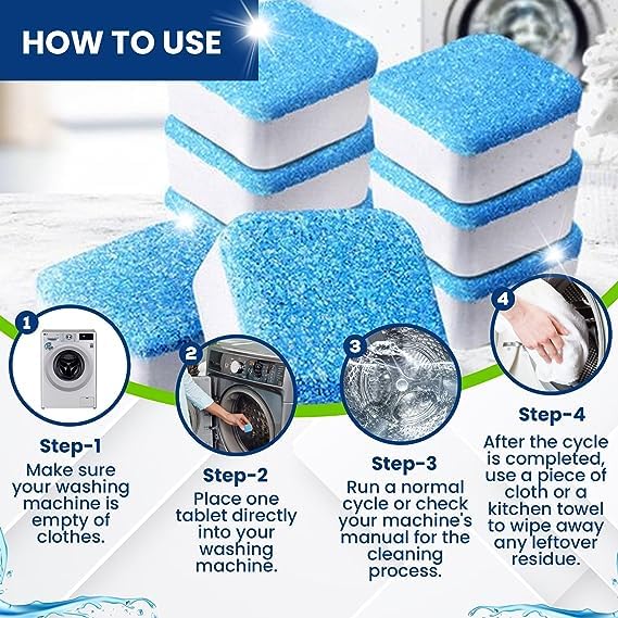 raxtup Washing Machine Cleaner Deep Cleaning Tablets For HE Front Loader & Top Load Washer, Clean Inside Drum And Laundry Tub Seal (30)