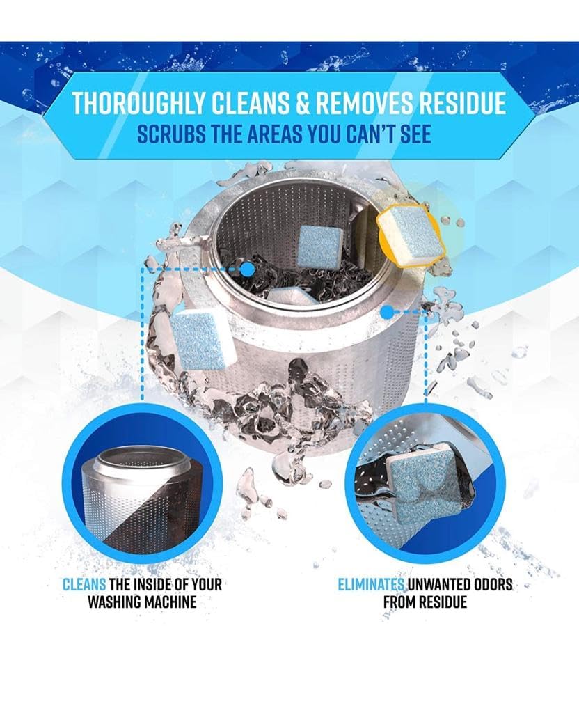raxtup Washing Machine Cleaner Deep Cleaning Tablets For HE Front Loader & Top Load Washer, Clean Inside Drum And Laundry Tub Seal (30)