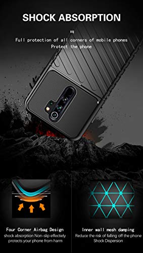 DFTCVBN Phone Case for Redmi Note 8 Pro Case, M1906G7I Case with Screen Protector, Military Grade Shockproof Rugged Shield Anti-Scratch Soft TPU Back Cover Cases for Xiaomi Redmi Note 8 Pro Black