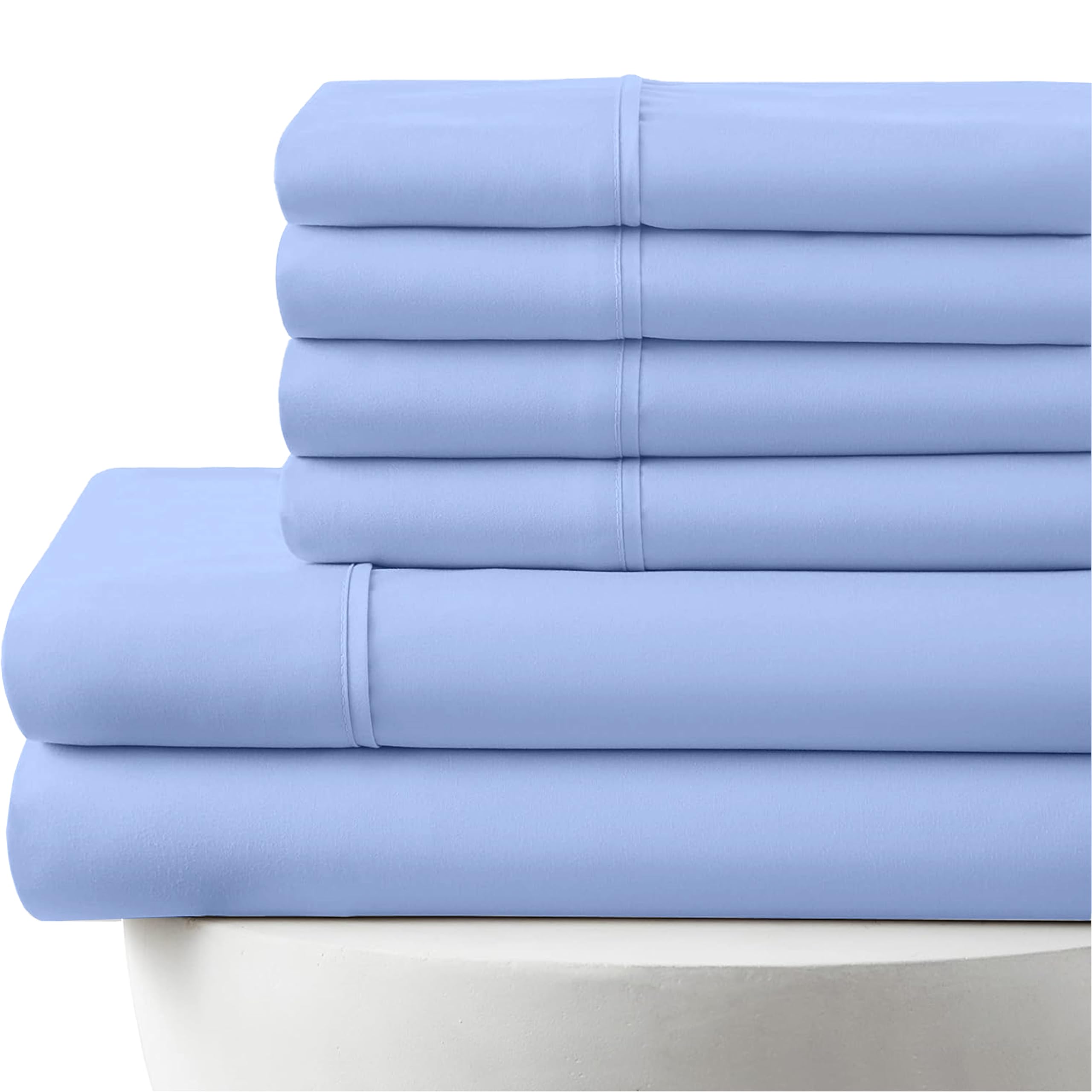 21" Extra DEEP Pockets 1000-Thread-Count, 100% Egyptian Cotton, 6-PC Sheet Set |1 Fitted, 1 Flat, 4 Pillowcases| 1000TC Soft Long Staple Cotton - Twin Size, Light Blue Color