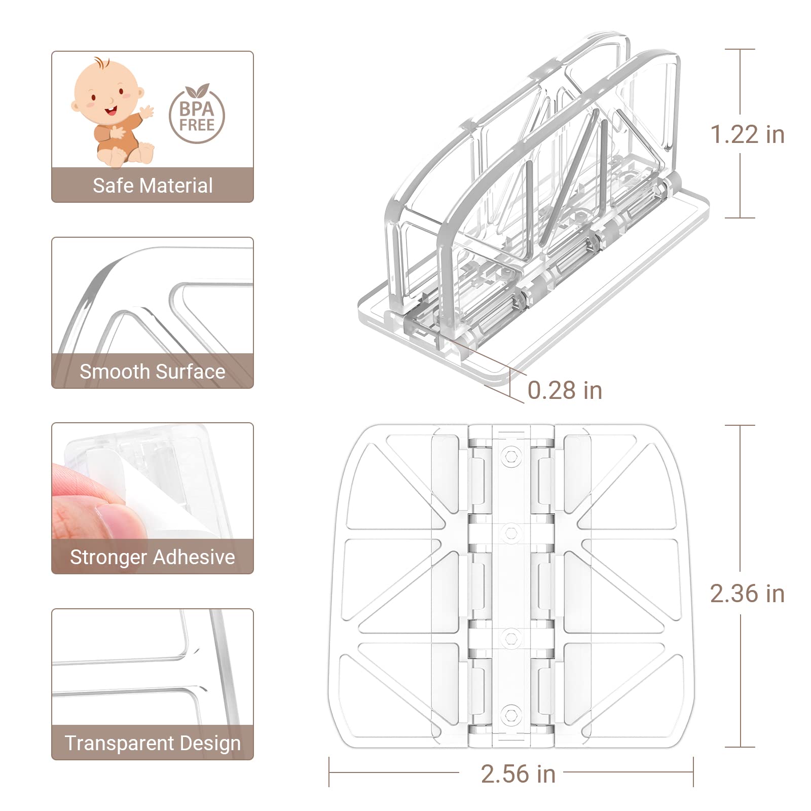 Sliding Glass Door Lock Security - 2 Pack Child Safety Locks for Patio Slide Doors, Child Proof Window Lock Double Guard Kids Pets Safe, Slider Door Latch Stop Bar Easy Installation Without Drilling