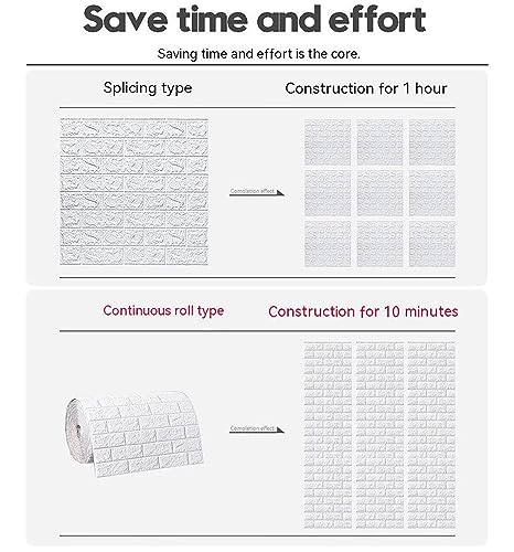 White Brick Wallpaper Peel and Stick Textured 3D Brick Wallpaper 27.6" x 196.9" Faux Brick Contact Paper Self-Adhesive Waterproof 3D Wall Paper Removable Vinyl Brick Backsplash, 37.67 Sq Ft Coverage