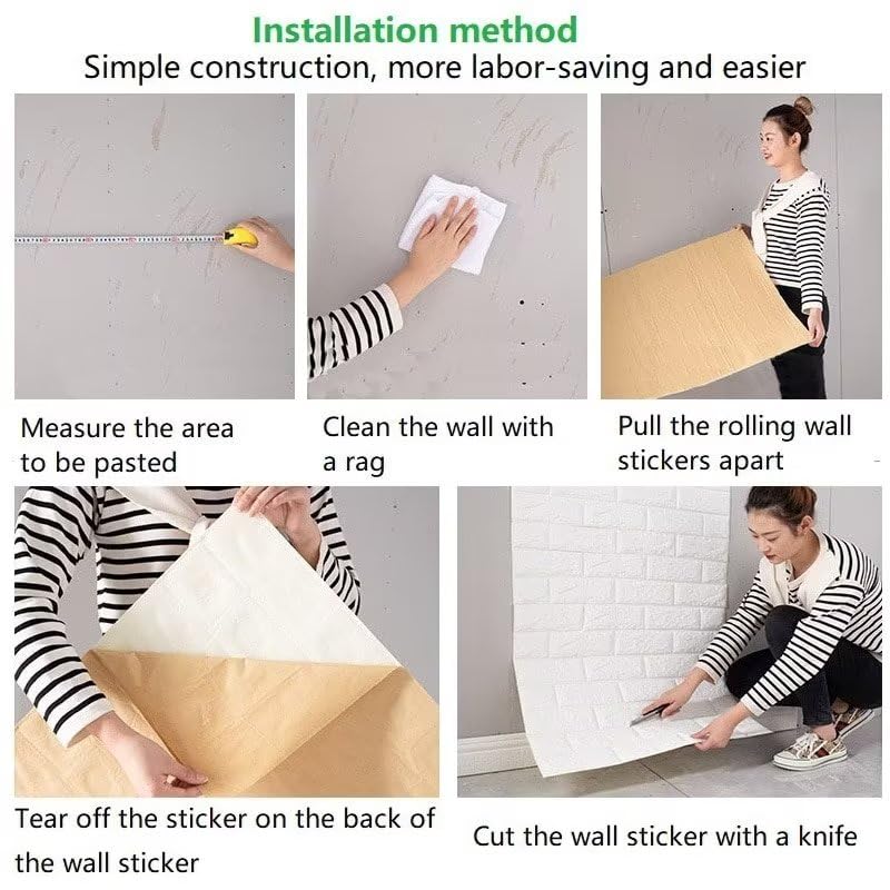 White Brick Wallpaper Peel and Stick Textured 3D Brick Wallpaper 27.6" x 196.9" Faux Brick Contact Paper Self-Adhesive Waterproof 3D Wall Paper Removable Vinyl Brick Backsplash, 37.67 Sq Ft Coverage