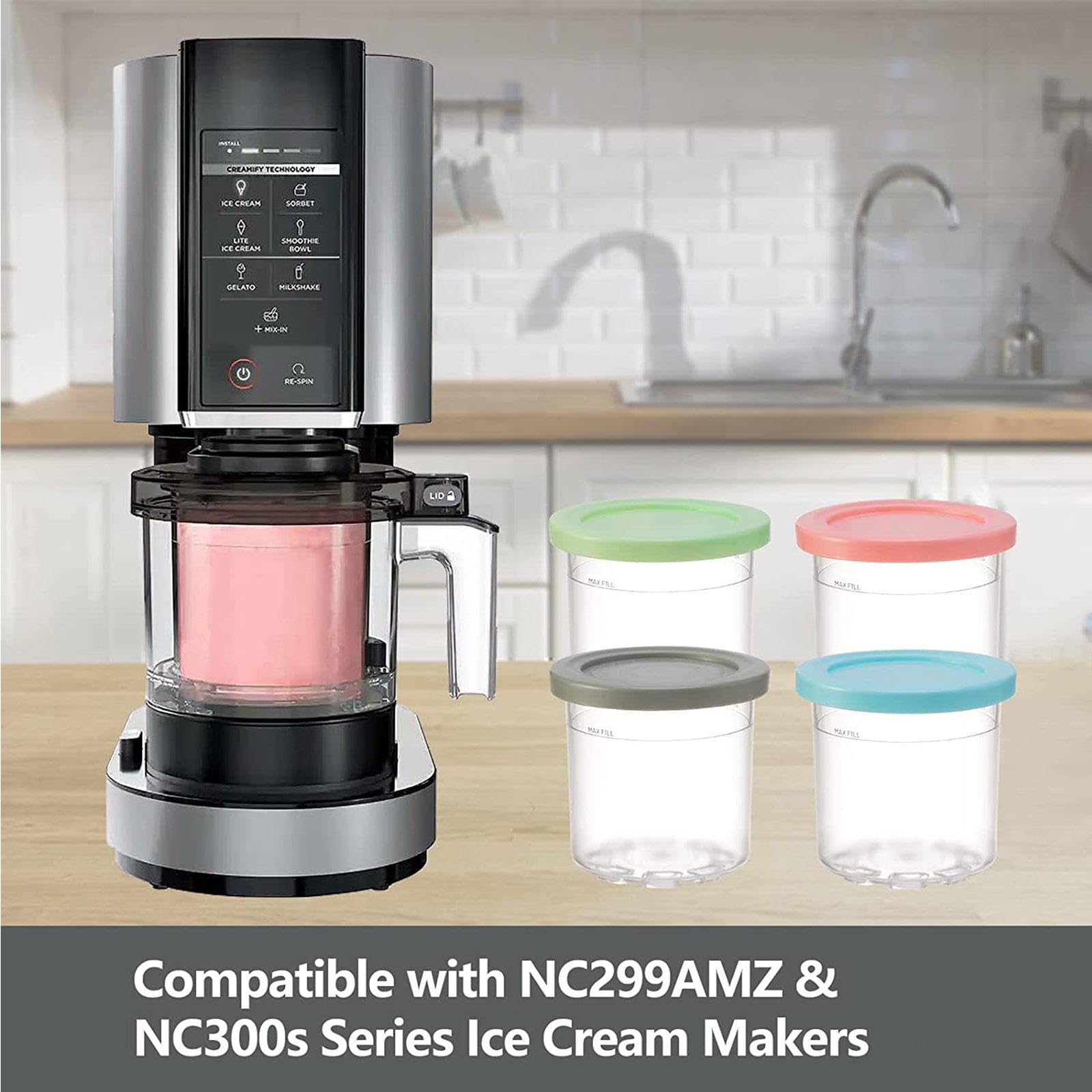 Creami Pints, for Ninja Pints,16 OZ Creami Pint Dishwasher Safe,Leak Proof for NC301 NC300 NC299AM Series Ice Cream Maker