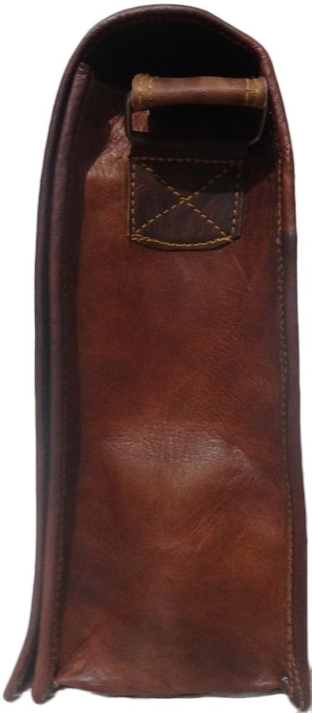 Madosh Leather Messenger Bag for Men Brown Handmade Shoulder Bag Travel Work Business Crossbody Bag