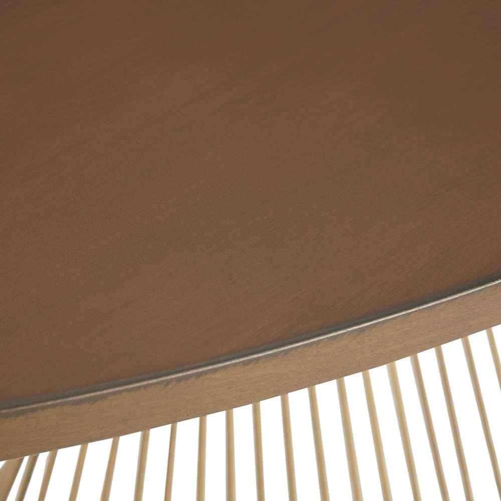Oakestry 68" Oval Wooden Dining Table with Metal Wire Casing Base Elegant and Modern Style for 6 People Bronze Finish Contemporary Dining Table for Home or Kitchen