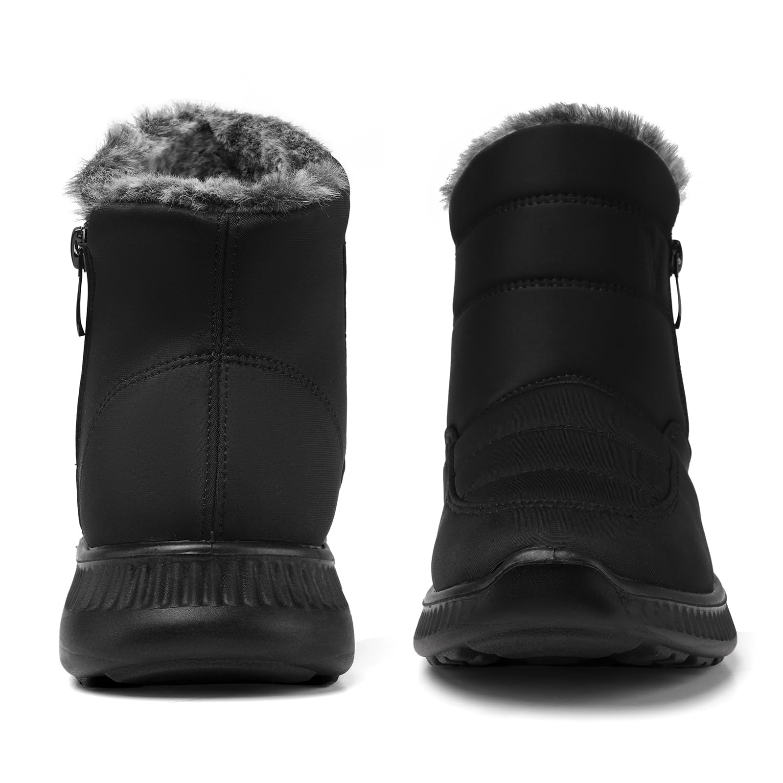 TEMOFON Women Snow Boots Winter: Warm Black Ankle Winter Shoes Waterproof Fur Lined Booties Womens Soft Boot Walking Comfortable Size 10