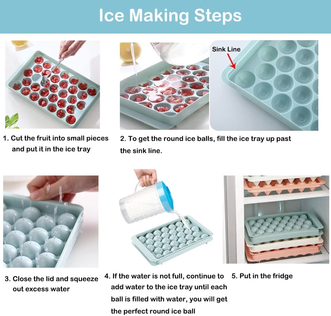 2-Pack Silicone Ice Cube Trays with Lid/Bin/Scoop - Freeze Pieces of Ice for Chilling Drinks and Cocktails - Non-Toxic, BPA Free Molds - Freezer Organizer for Iced Coffee, Whiskey & More.