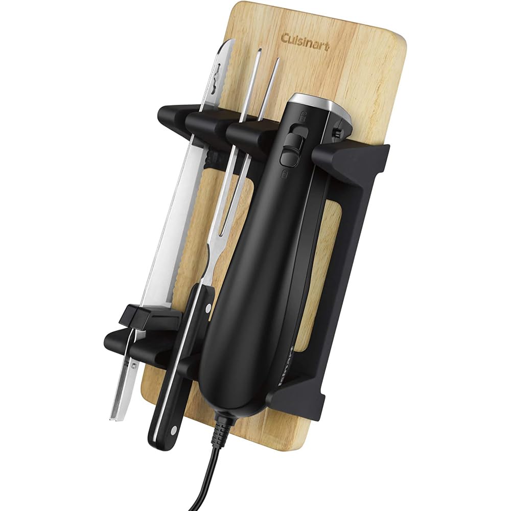 Cuisinart CEK-41 AC Electric Knife with Bamboo Cutting Board Bundle Advantage 12-Piece Gray Knife Set with Blade Guards