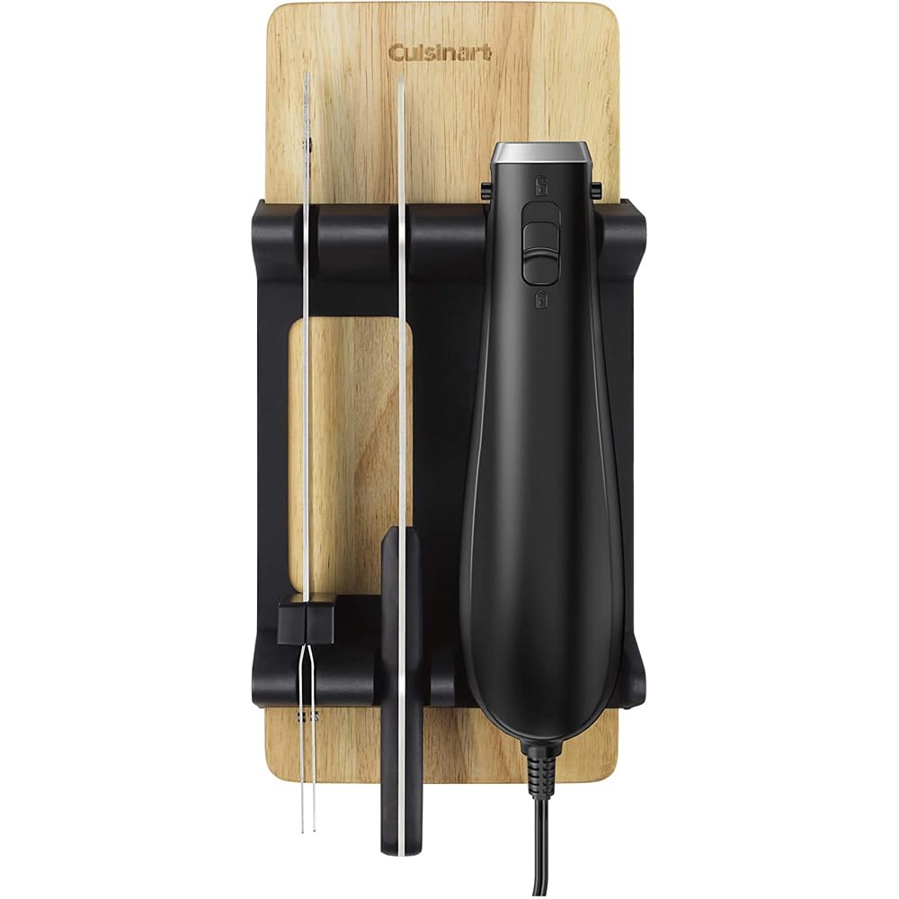 Cuisinart CEK-41 AC Electric Knife with Bamboo Cutting Board Bundle Classic Nonstick Edge 6" Chef's Knife and Deco Gear Food Grade Kitchen Safety Cut Resistant Stretch Fit Gloves