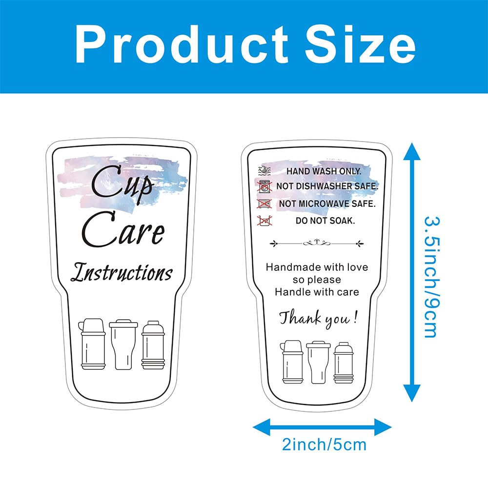KIUKIUO 240 PCS Tumbler Care Instructions Cards Packaging Customer Direction Card for Tumbler, Cup, Mug Small Business Online Shop Owner 3.5 x 2 Inch (cup shape)