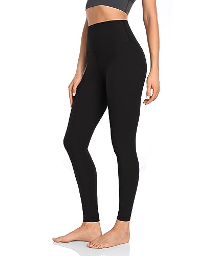 HeyNuts Full Length Leggings for Women with Drawstring, High Waisted Compression Tummy Control Workout Yoga Gym Buttery Soft Pants 28’’ Black M(8/10)