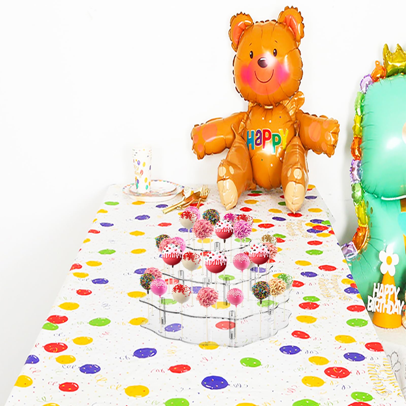 WUWEOT 2 Pack Cake Pop Display Stand, 72 Hole Lollipop Sticks Holder, 4 Tier Acrylic Clear Candy Shelf for Weddings, Baby Showers, Birthday Parties, Anniversaries, Halloween, Christmas, Candy