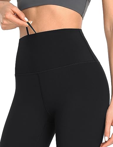 HeyNuts Full Length Leggings for Women with Drawstring, High Waisted Compression Tummy Control Workout Yoga Gym Buttery Soft Pants 28’’ Black M(8/10)