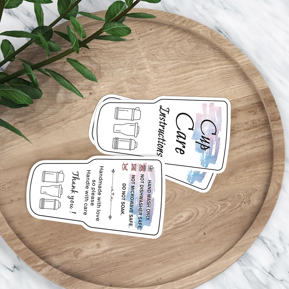 KIUKIUO 240 PCS Tumbler Care Instructions Cards Packaging Customer Direction Card for Tumbler, Cup, Mug Small Business Online Shop Owner 3.5 x 2 Inch (cup shape)