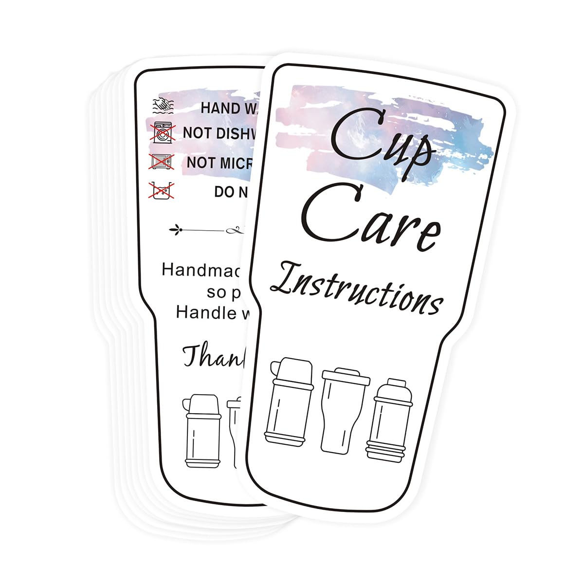 KIUKIUO 240 PCS Tumbler Care Instructions Cards Packaging Customer Direction Card for Tumbler, Cup, Mug Small Business Online Shop Owner 3.5 x 2 Inch (cup shape)