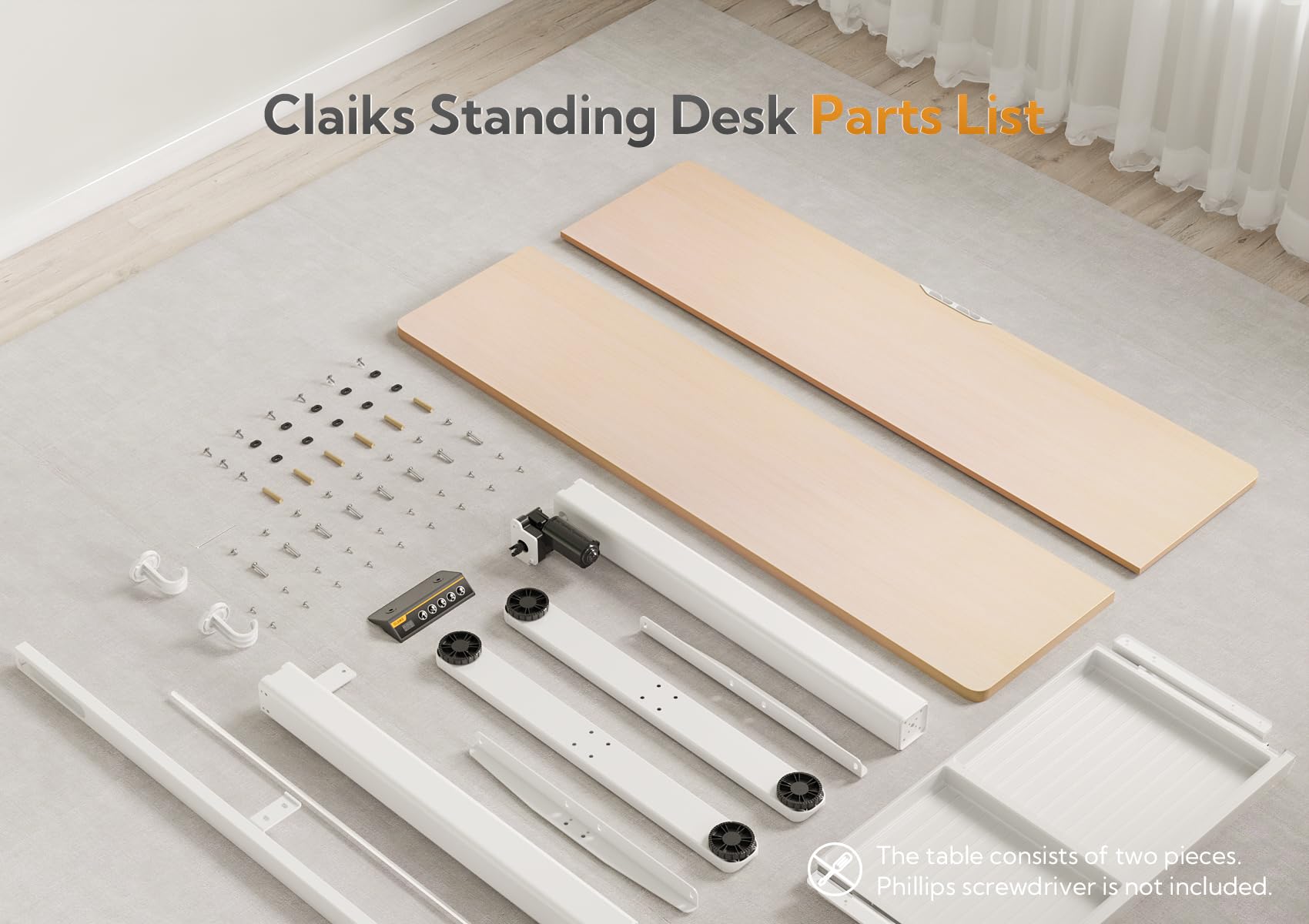 Claiks Standing Desk with Drawers, Stand Up Electric Standing Desk Adjustable Height, Sit Stand Desk Computer Workstation, 55 Inch, Natural