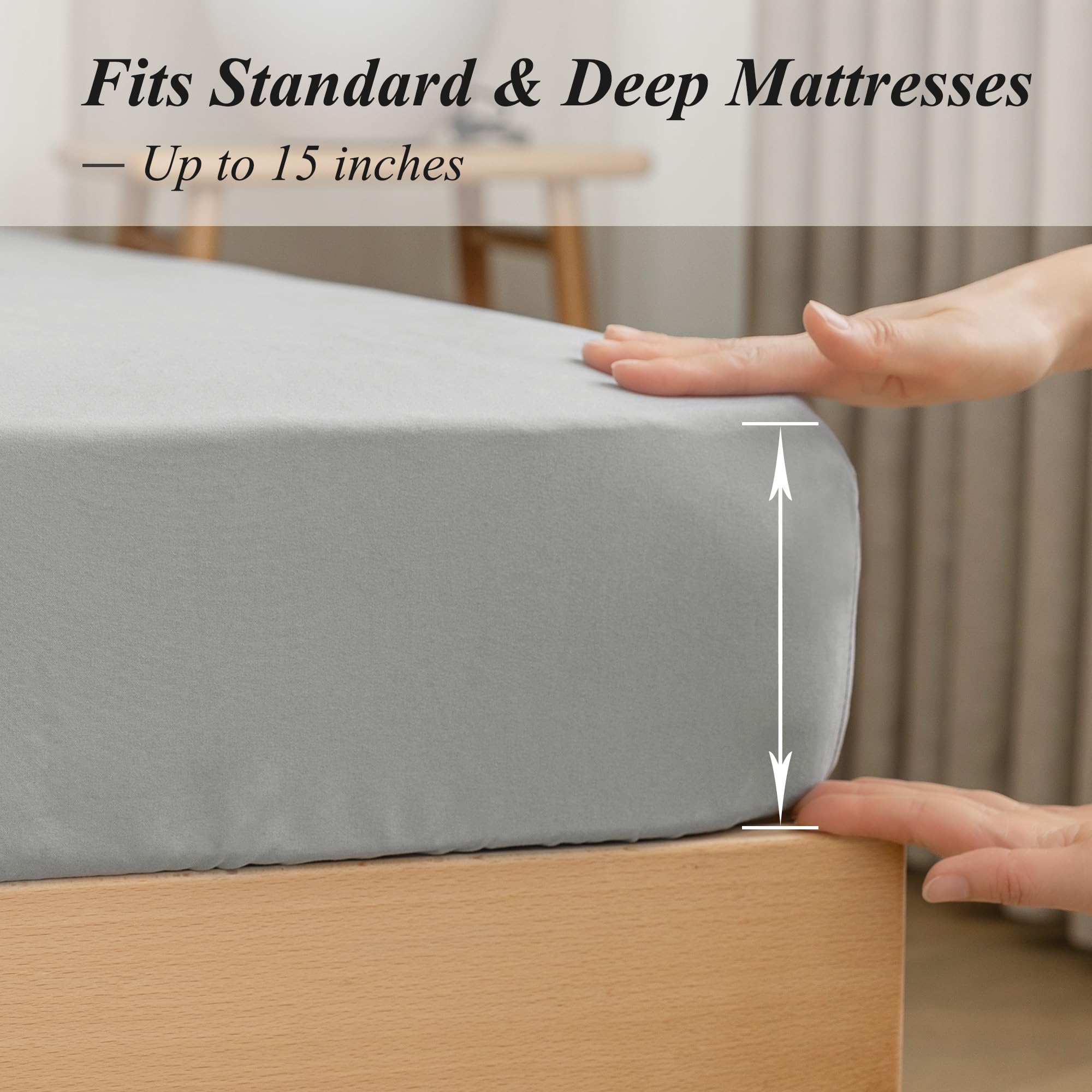 Twin Fitted Sheet Only with Side Storage Pocket - Premium 1800 Super Soft & Cozy Microfiber, Wrinkle, Fade, Shrinkage Resistant Deep Pocket Twin Size Fitted Bottom Sheet, Light Gray
