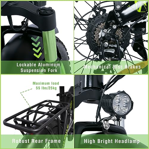 SENADA Drifter Folding Electric Bike for Adults 20 X4.0 Fat Tire Electric Bicycle (Black)
