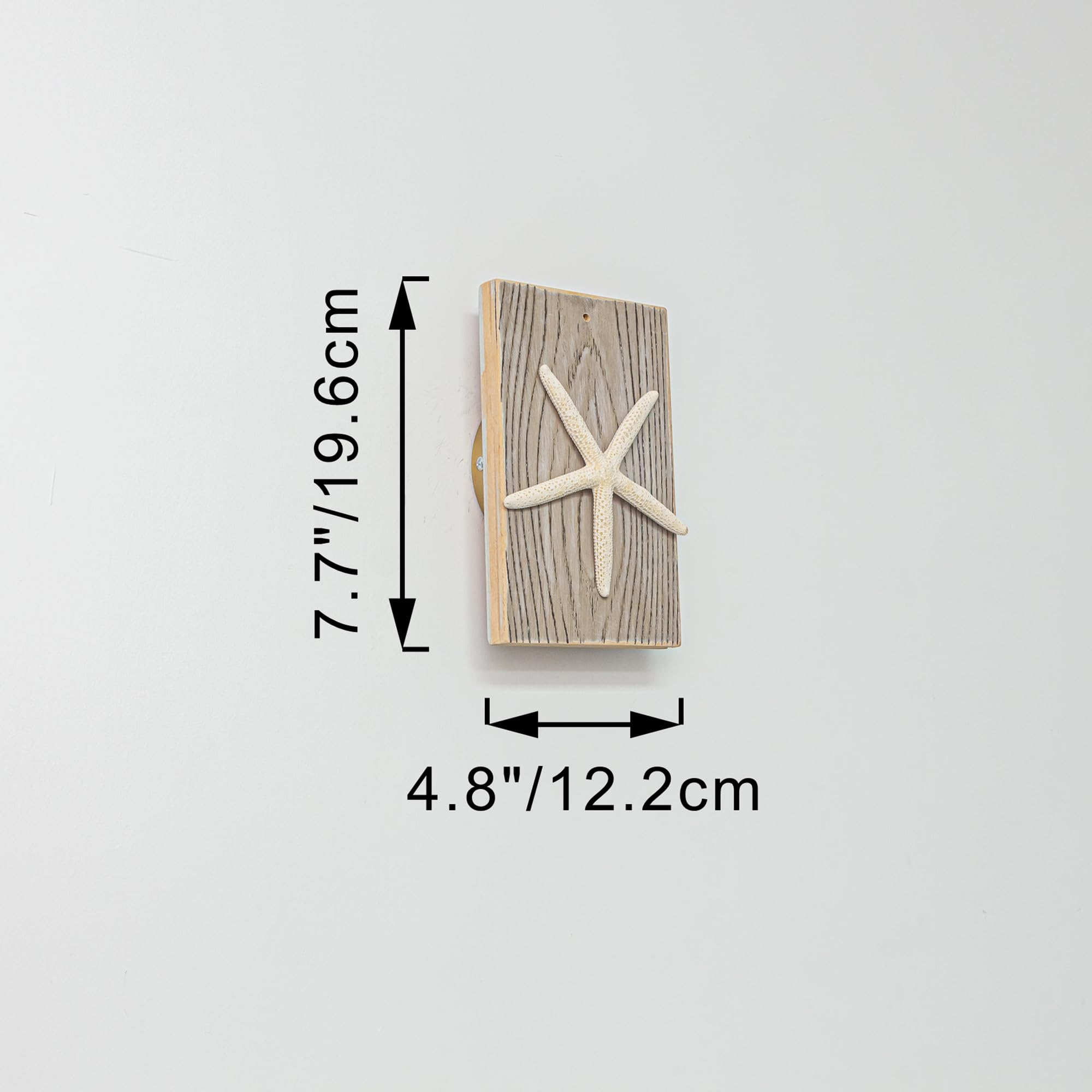 SKIVTGLAMP Raw Wood Wall Sconce Rechargeable Battery Operated LED PIP Motion IR Sensor Wall Lamp, No Drilling Cordless Hand Crafted Wall Mounted for Rustic Home Decor Backdrop Landscape Starfish