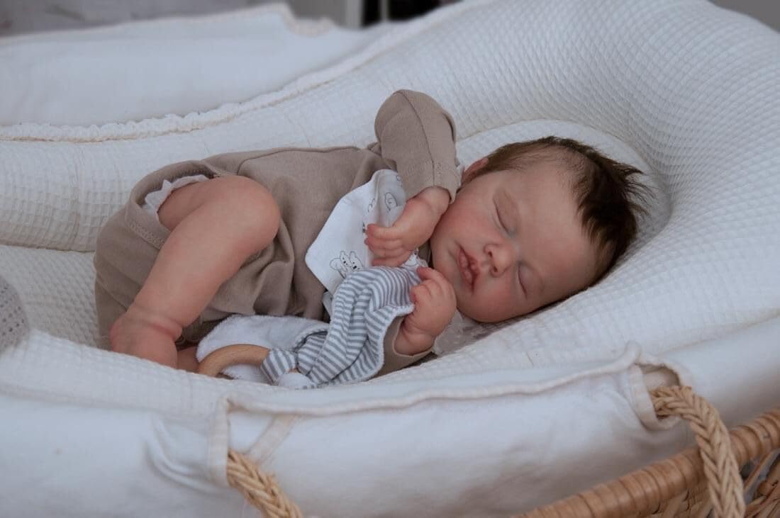RXDOLL Sleeping Newborn Baby Dolls Boy 20 inch Realistic Reborn Baby Dolls That Look Real Life Baby Dolls Soft Weighted Body Lifelike Reborn Dolls with Hand-Rooted Hair