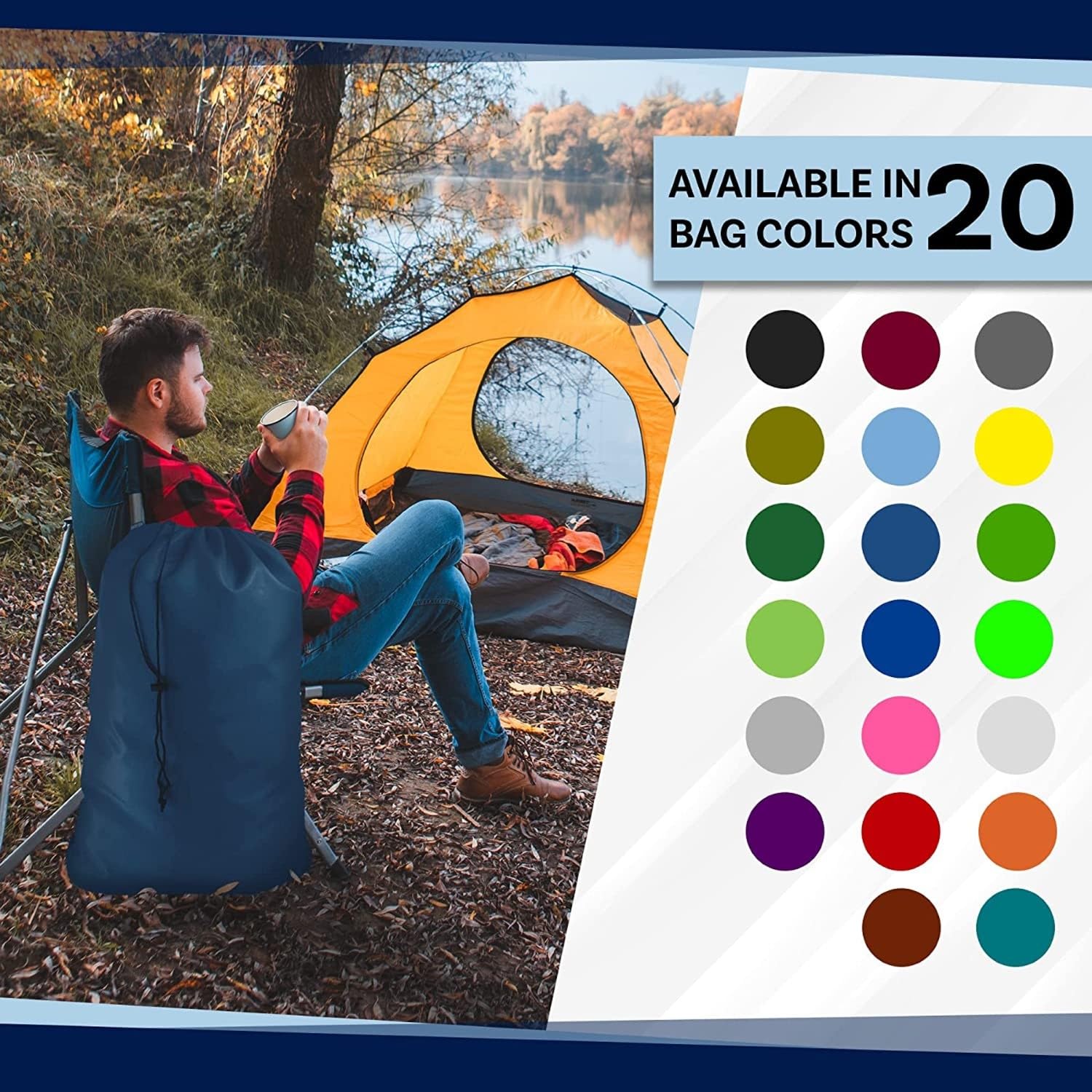 ROYAL BLUE Laundry Bag Heavy Duty w/Shoulder Strap, 22" x 28", Child Size, Small for Cruise, Water Resistant, Holds 2 Loads or 35 lbs, Dorm, Store Blankets, Yarn, Fabric & Clothes