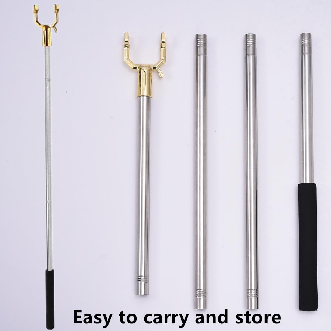 58 inch extended long rod wardrobe clothing telescopic rod with long handle, suitable for high reach areas, clothes drying rod with hook is very suitable for university dormitories