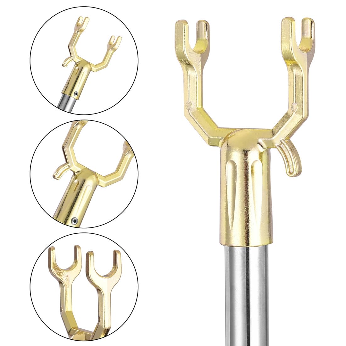 58 inch extended long rod wardrobe clothing telescopic rod with long handle, suitable for high reach areas, clothes drying rod with hook is very suitable for university dormitories