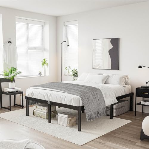 SunnyDaze 16 Inch High Heavy Duty Full Size Bed Frame Metal, Platform Bed Frame Full Size No Box Spring Needed, Easy Assembly, Noise Free, Black