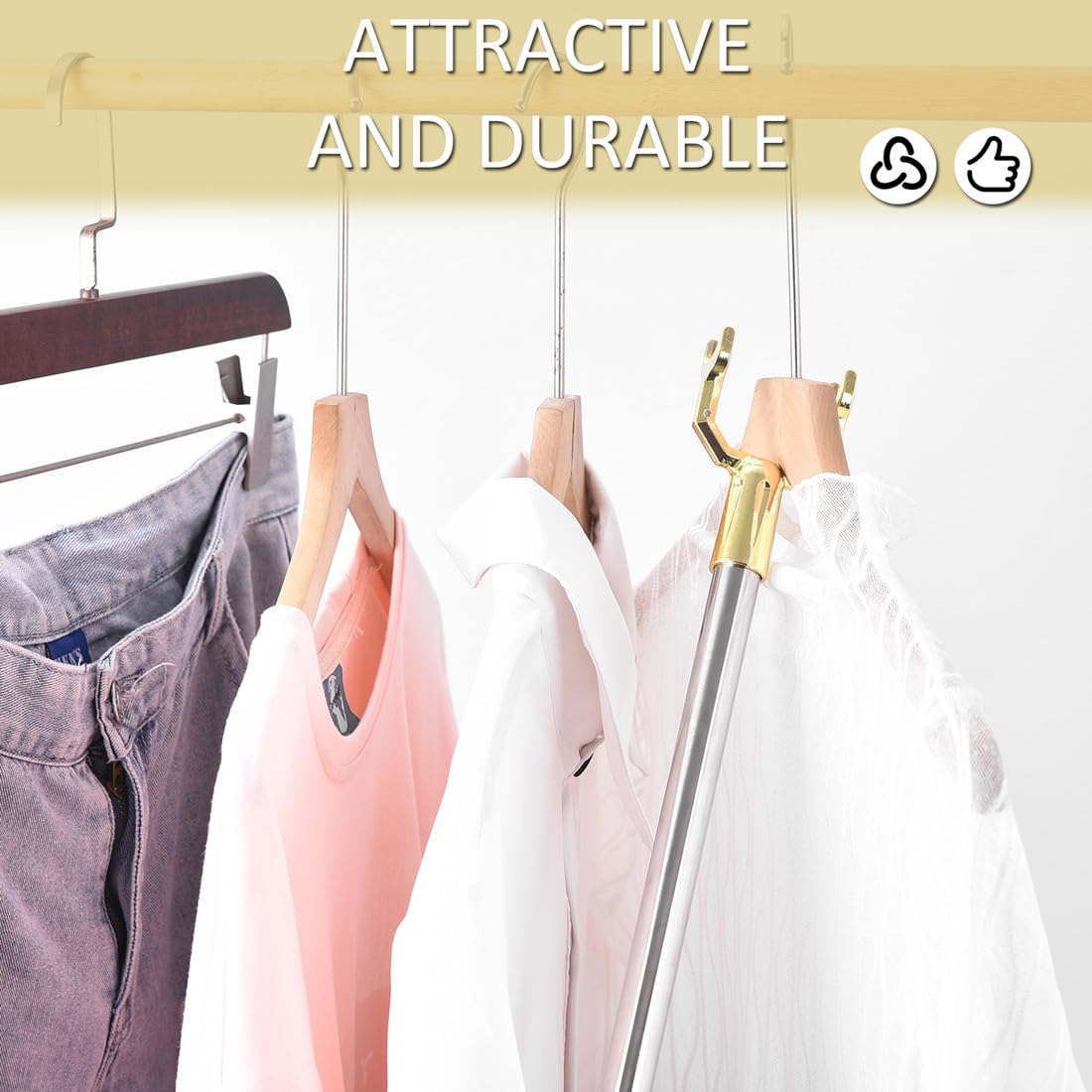 58 inch extended long rod wardrobe clothing telescopic rod with long handle, suitable for high reach areas, clothes drying rod with hook is very suitable for university dormitories