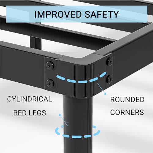 SunnyDaze 16 Inch High Heavy Duty Full Size Bed Frame Metal, Platform Bed Frame Full Size No Box Spring Needed, Easy Assembly, Noise Free, Black