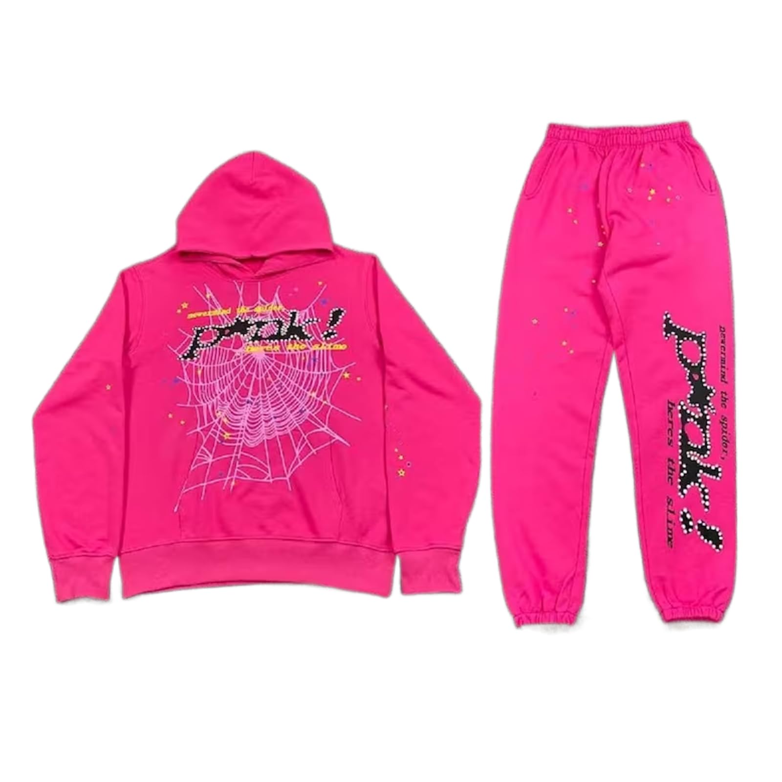 KOSUSANILL Unisex Spider 555 Web Graphic Hoodie Gothic Cotton Pullover Sweatshirt for Men Women Y2K Designer Oversized Outfits (Rose, S)