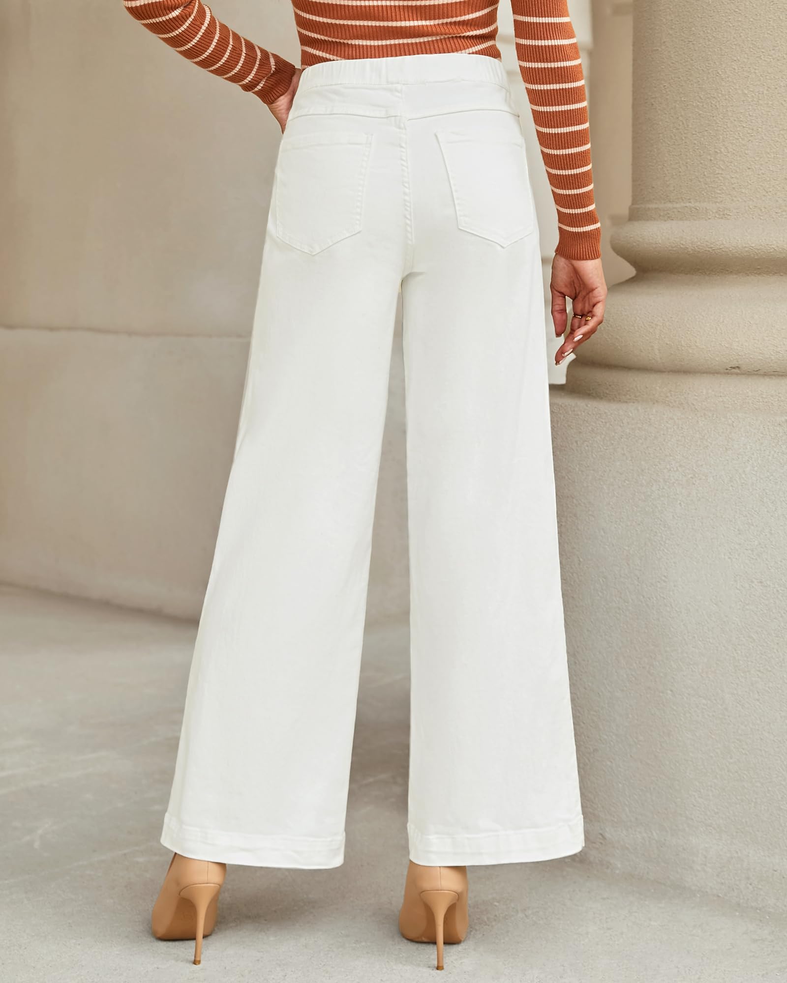 GRAPENT Women's Bright White Wide Leg Jeans, Size L