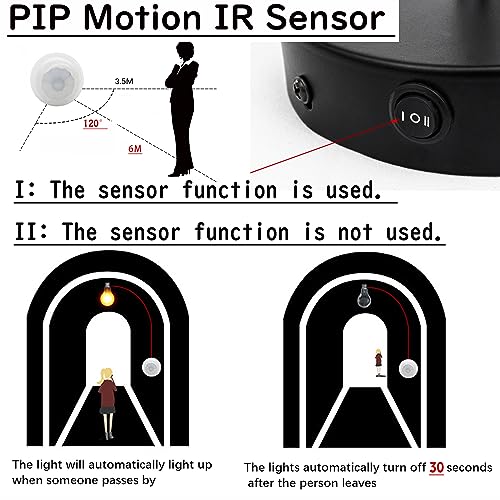 SKIVTGLAMP Nature Wood Wall Sconce Rechargeable Battery Operated LED PIP Motion IR Sensor Wall Lamp, No Drilling Cordless Farmhouse Wall Mounted for Rustic House Number Customizable Circular