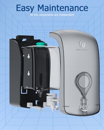 Manual Foam Soap Dispenser, 35oz (1000mL) Commercial Refillable Foaming Soap Dispenser-Transparent Black, CHUANGDIAN
