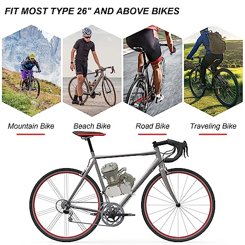 Ktaxon 100cc Bicycle Engine Kit, 2 Stroke Bike Engine Kit, Gas Bike Conversion Kit with Super Fuel-efficient, Powerful Engine for 26-28" Bikes (Silver)