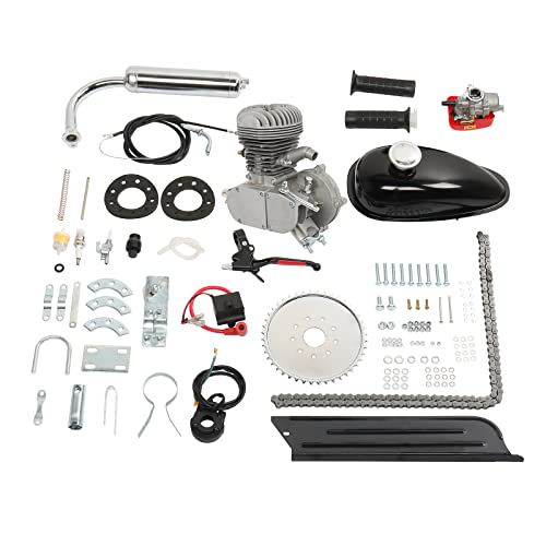 Ktaxon 100cc Bicycle Engine Kit, 2 Stroke Bike Engine Kit, Gas Bike Conversion Kit with Super Fuel-efficient, Powerful Engine for 26-28" Bikes (Silver)