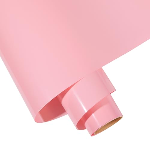 Gatichetta Heat Transfer Vinyl Roll, Baby Pink Iron on HTV 12" x 6FT, Pastel Smooth PU HTV for T-Shirts, Fabris, DIY Designs, Compatiable with Heat Press Machines, Light Pink