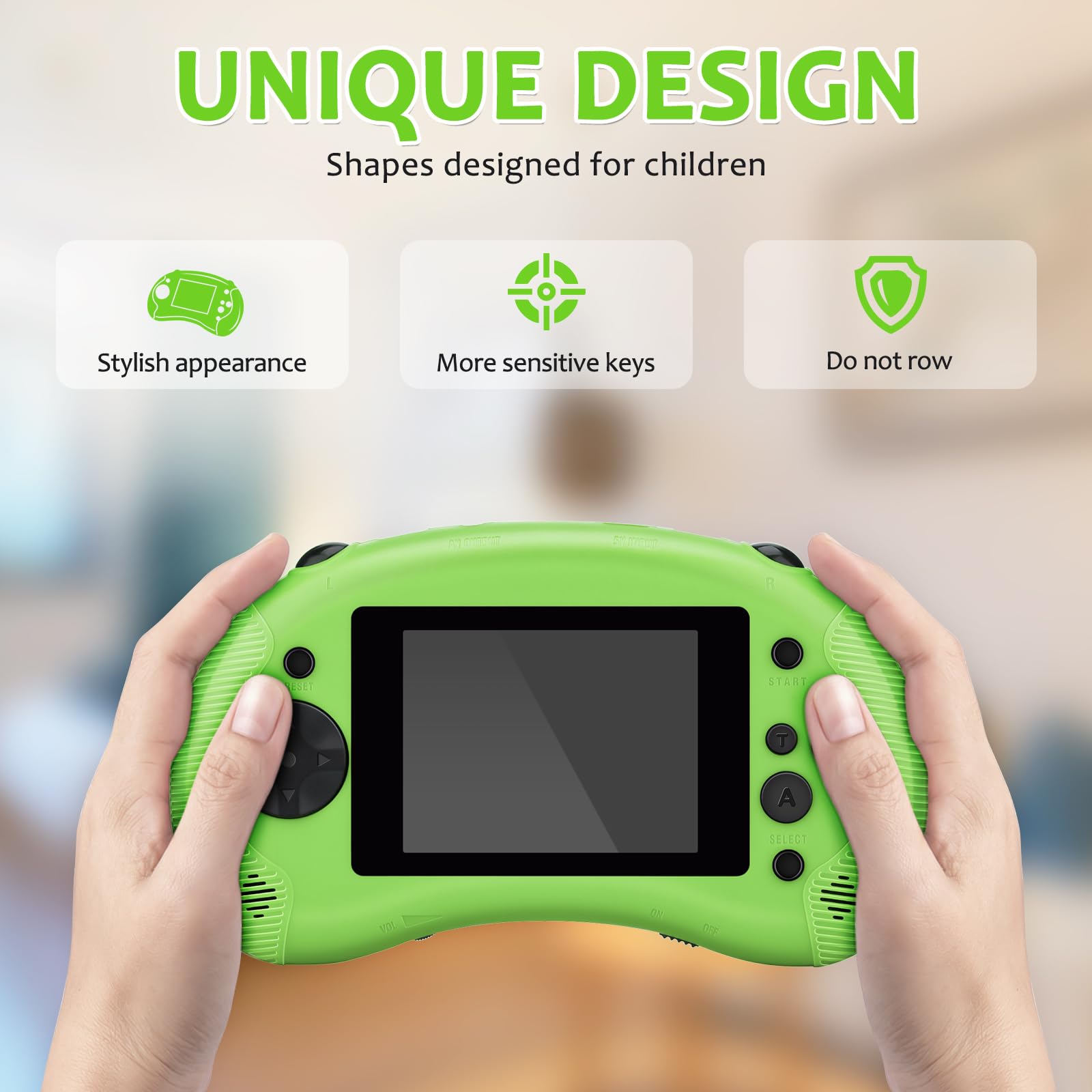 TaddToy Portable Handheld Games for Kids 3.2'' Screen Game TV Output Arcade Vibration Gaming Player System Built in 201 Classic Retro Video Games with Rechargeable Battery Birthday for Boys, Girls,Green