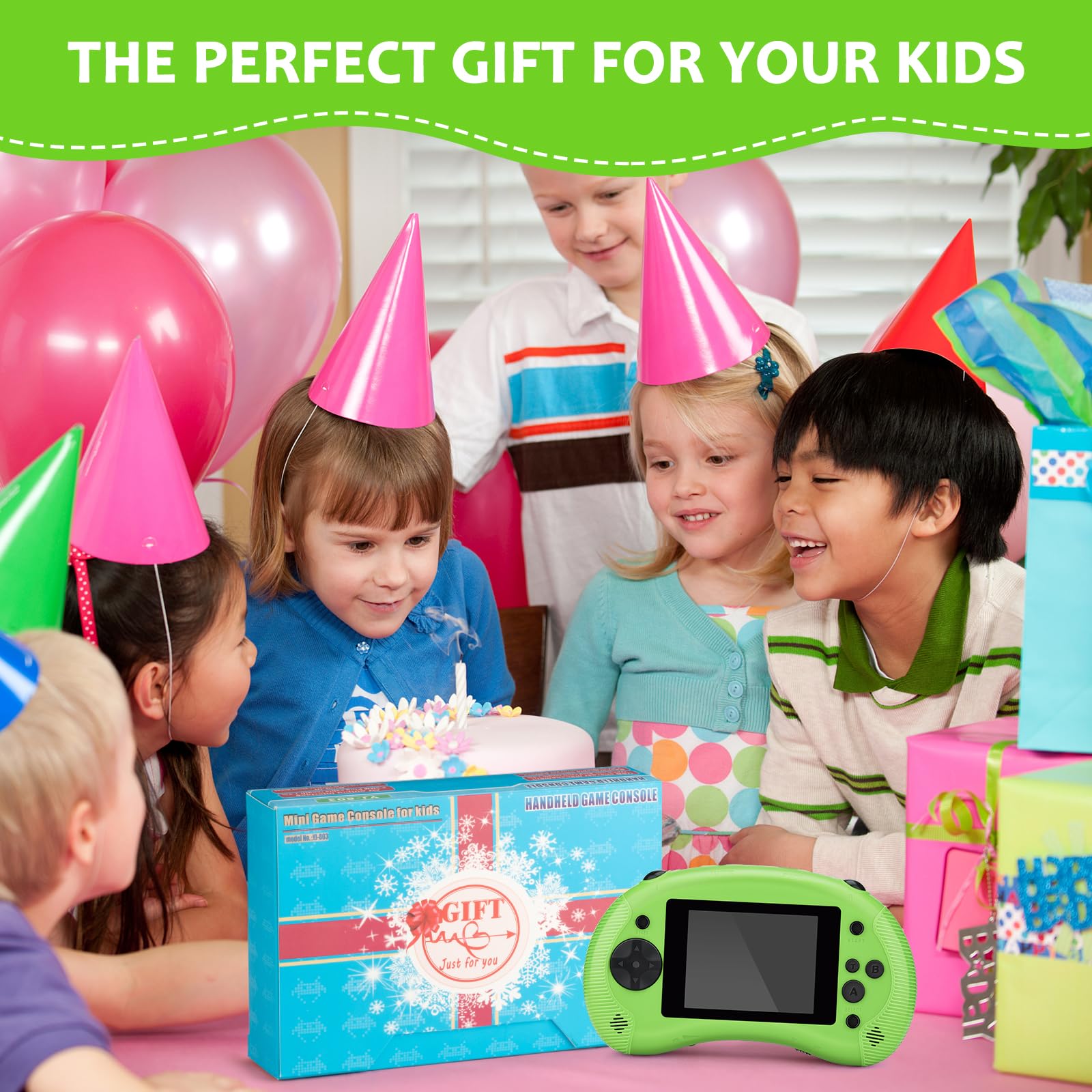 TaddToy Portable Handheld Games for Kids 3.2'' Screen Game TV Output Arcade Vibration Gaming Player System Built in 201 Classic Retro Video Games with Rechargeable Battery Birthday for Boys, Girls,Green