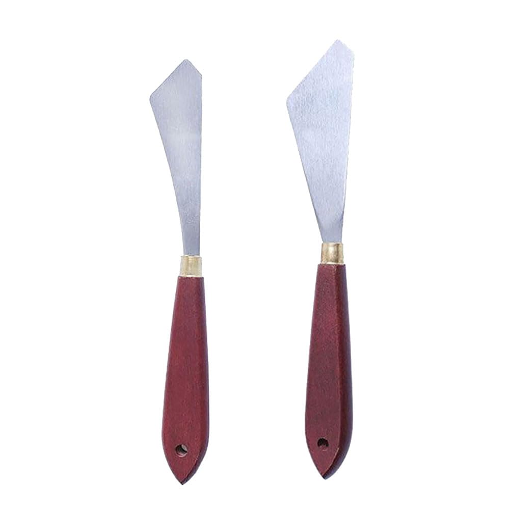 2 Pcs Stainless Steel Palette Knives Wood Handle Art Knives Acrylic Painting Knives Painting Art Scrapers for Oil Canvas Painting