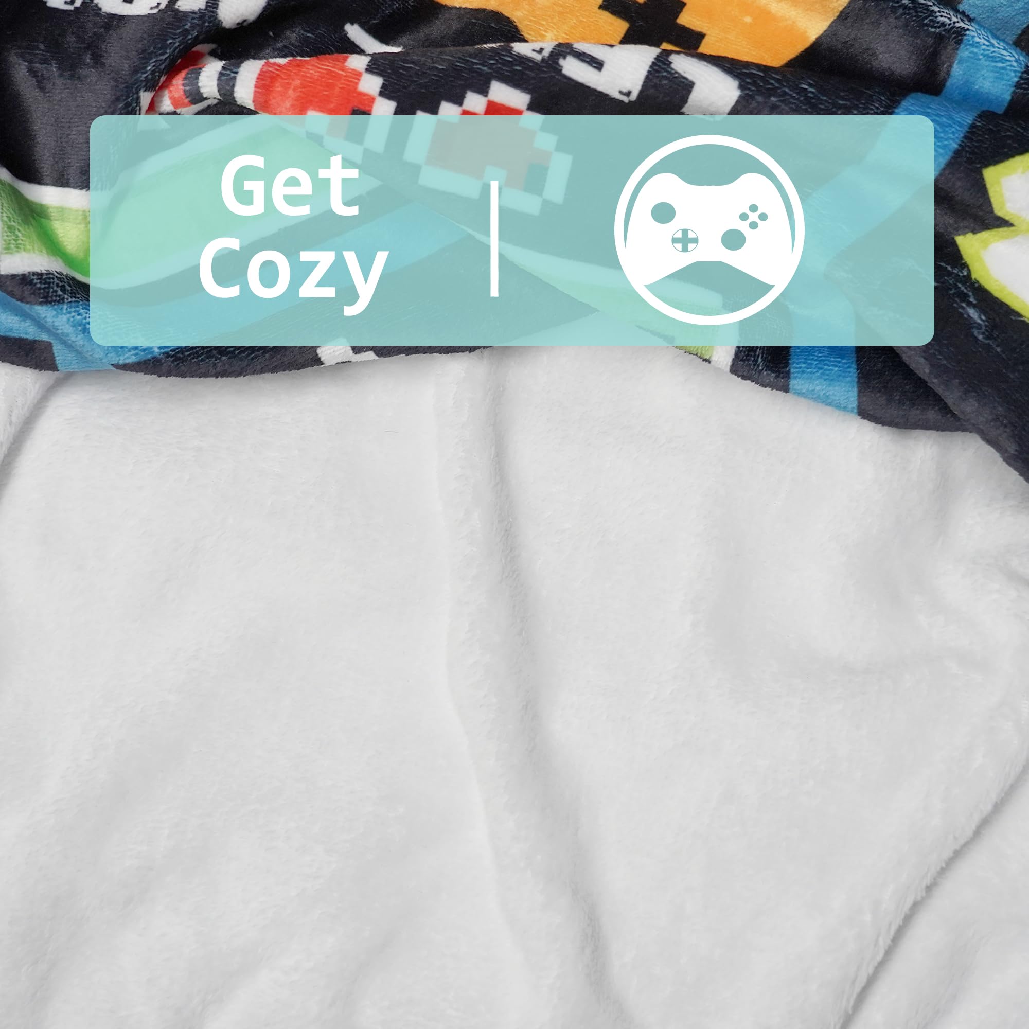 Bpsetsoe Gaming Blanket - Video Game Lovers Throws Blanket - 60'' x 80'' Black Fleece Blanket - Gamer Gift for Teen, Adult