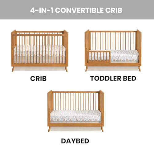 Oxford Baby Dawson Modern 3-in-1 Convertible Island Baby Crib, Honey Brown, Green Guard Gold Certified