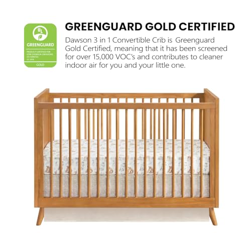 Oxford Baby Dawson Modern 3-in-1 Convertible Island Baby Crib, Honey Brown, Green Guard Gold Certified